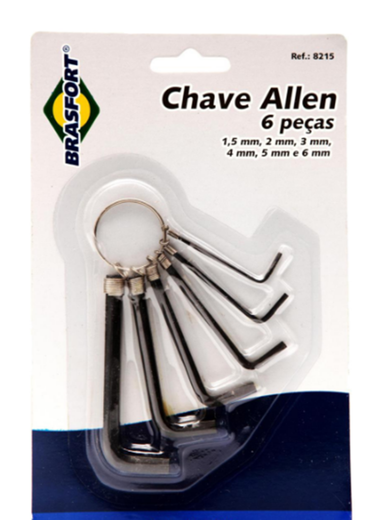 Chave Allen Kit Jogo 6 peças Chaves Allen Hexagonal - MIXJAM